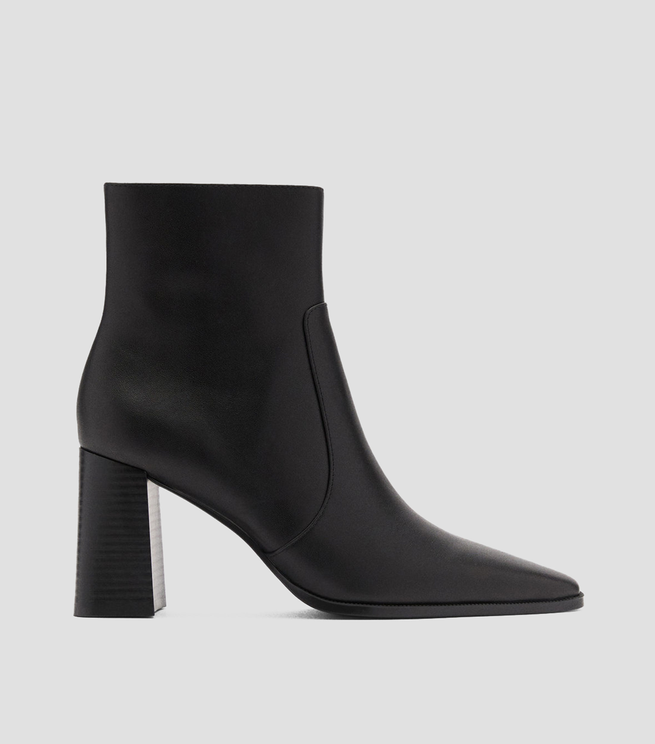 Mango Botines Casuales en Piel con tacón medio y ancho Mujer |El ...