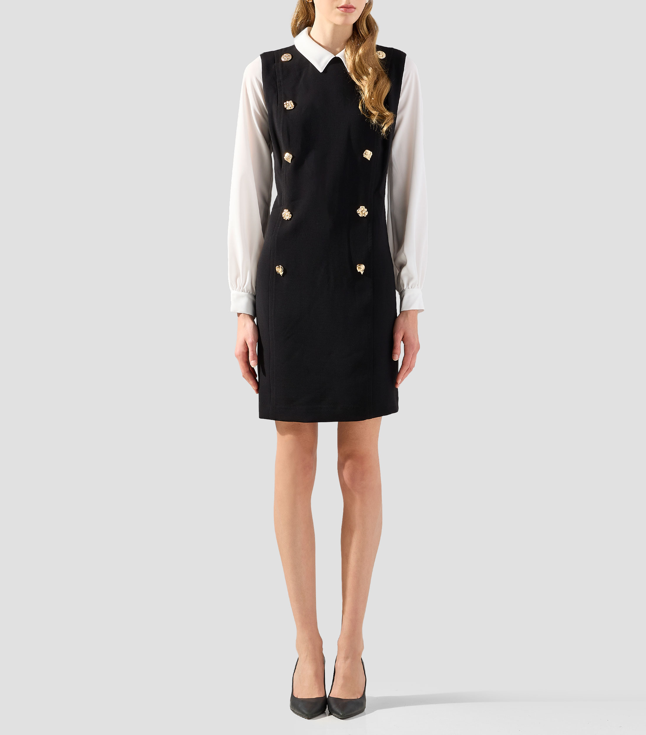 Karl Lagerfeld Vestido midi manga larga con remaches metálicos Mujer ...