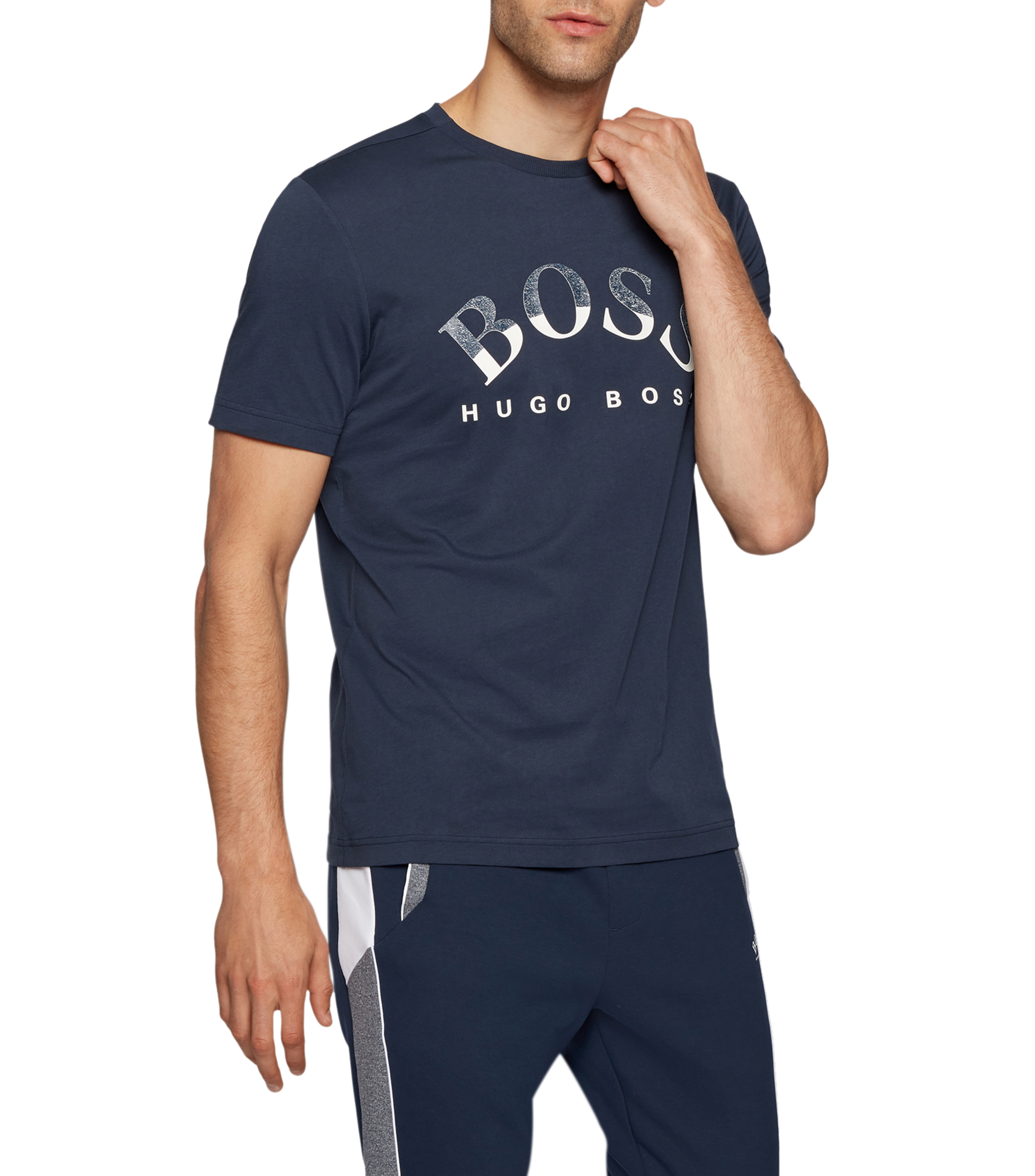 Boss Playera Boss en algodón orgánico con logotipo curvado y estampado ...