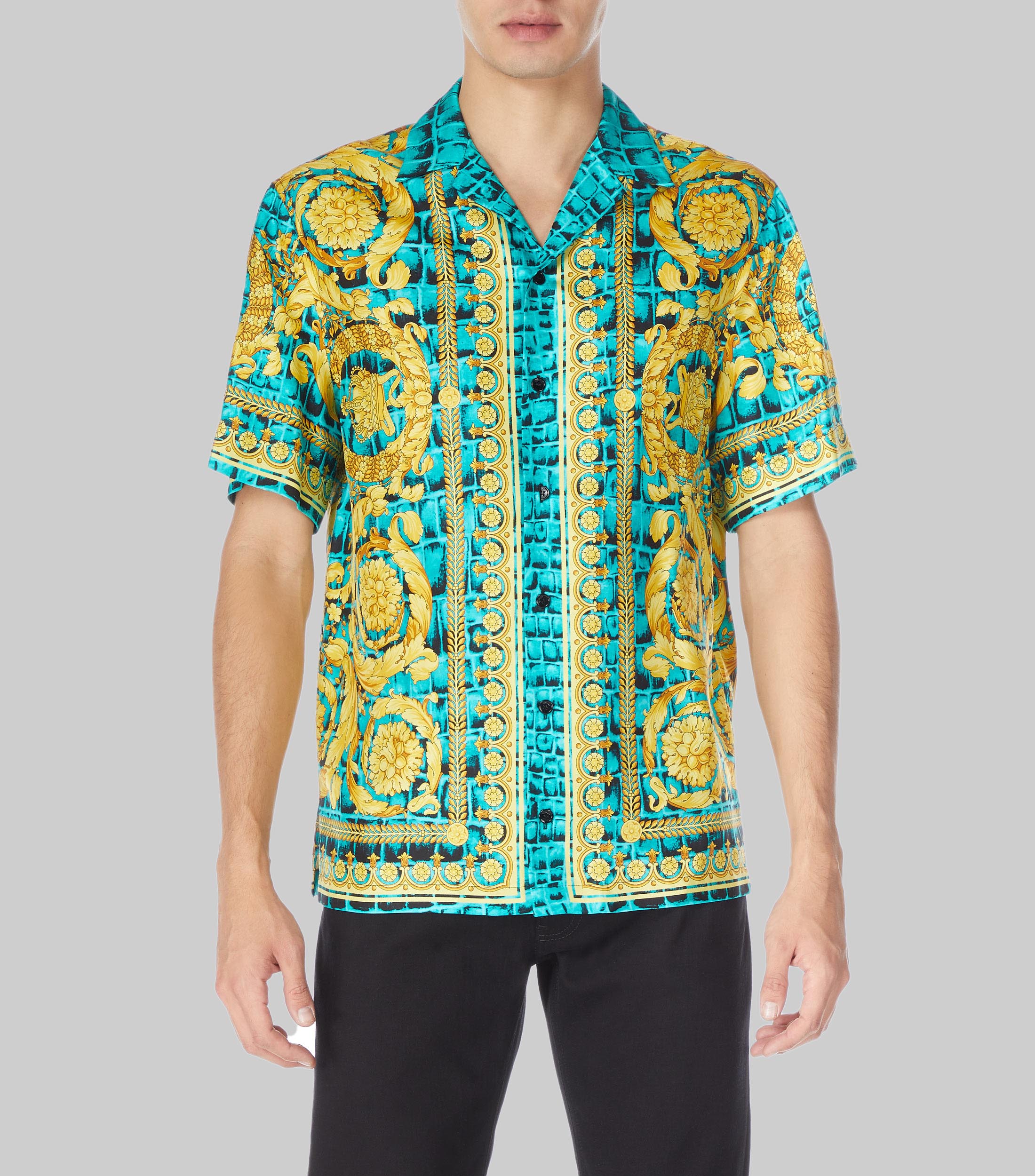 Versace: Camisa estampada con manga corta Hombre | El Palacio de Hierro