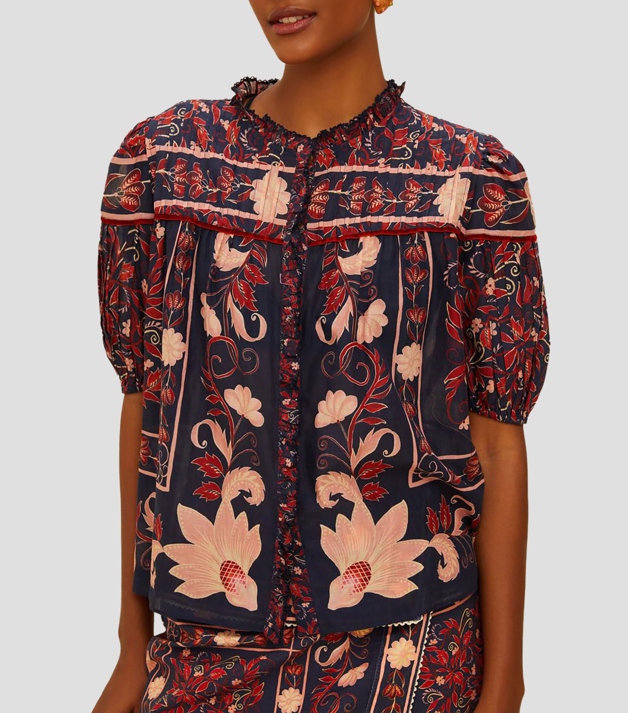 FARM RIO Blusa multidiseño floral de manga corta Mujer |El Palacio de ...