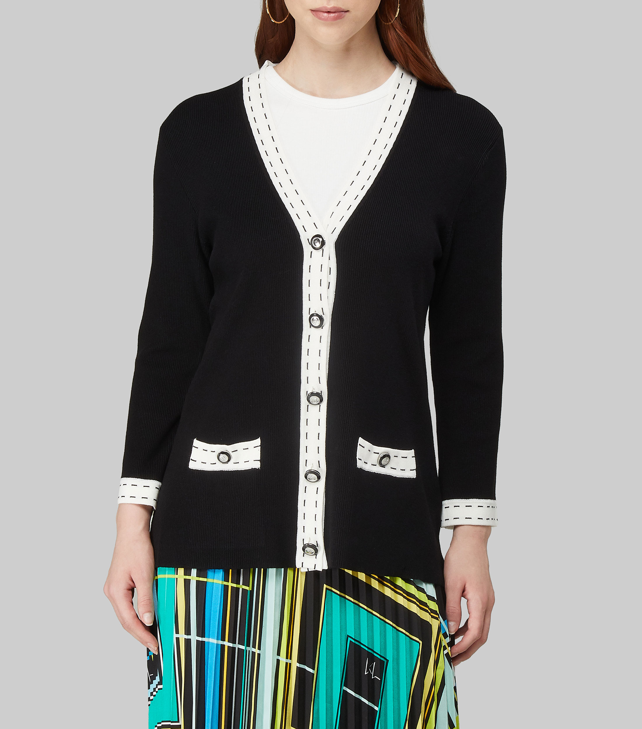 Karl Lagerfeld: Blusa acanalada de manga larga Mujer | El Palacio de Hierro