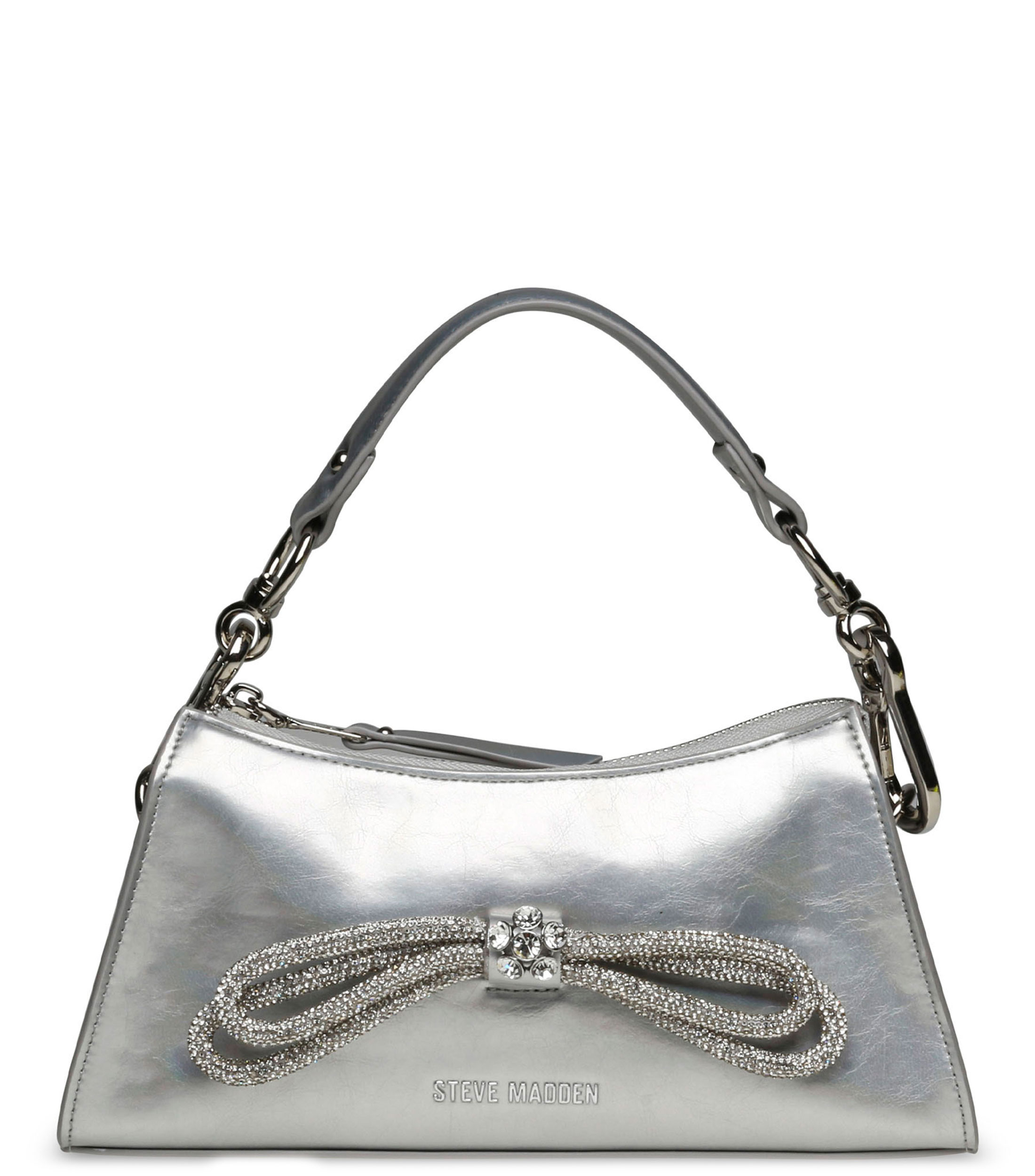 Steve Madden: Bolso shoulder plata Britzy-P con lazo de pedrería y ...