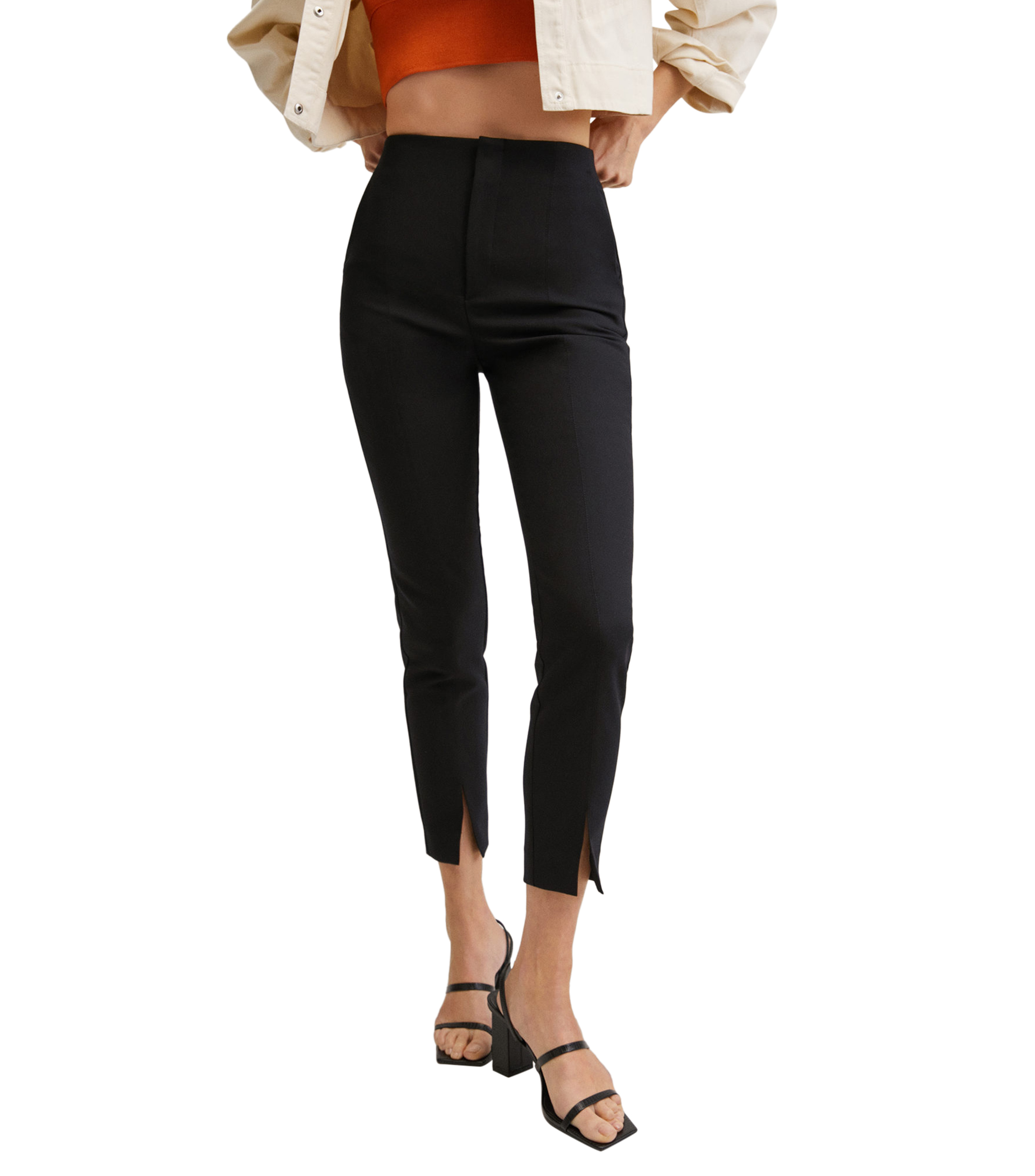 Mango Pantalón capri Mango de corte ajustado en tejido de punto con ...