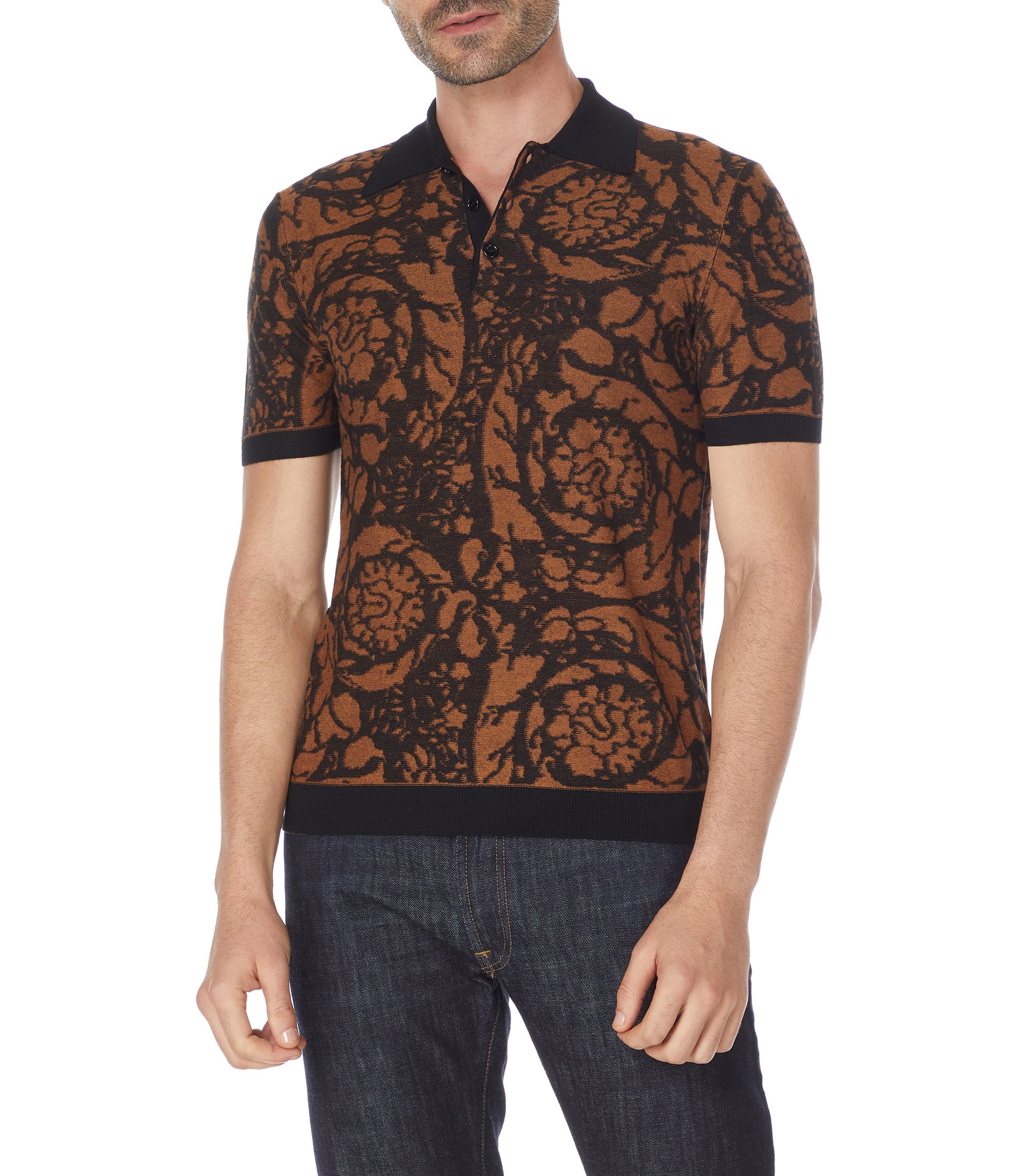Versace: Playera tipo polo con manga corta estampada Hombre | El ...