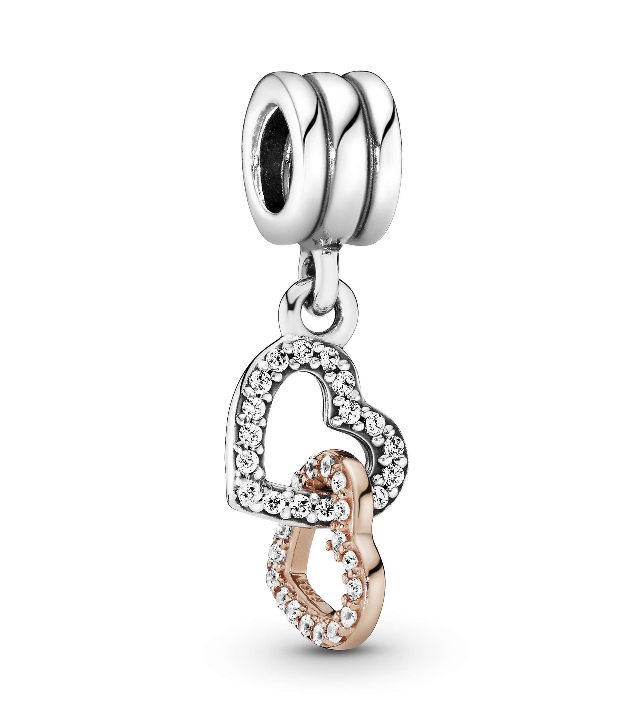 Pandora Dije en plata de ley 925 y oro de 14 Kts Interlocked Hearts ...