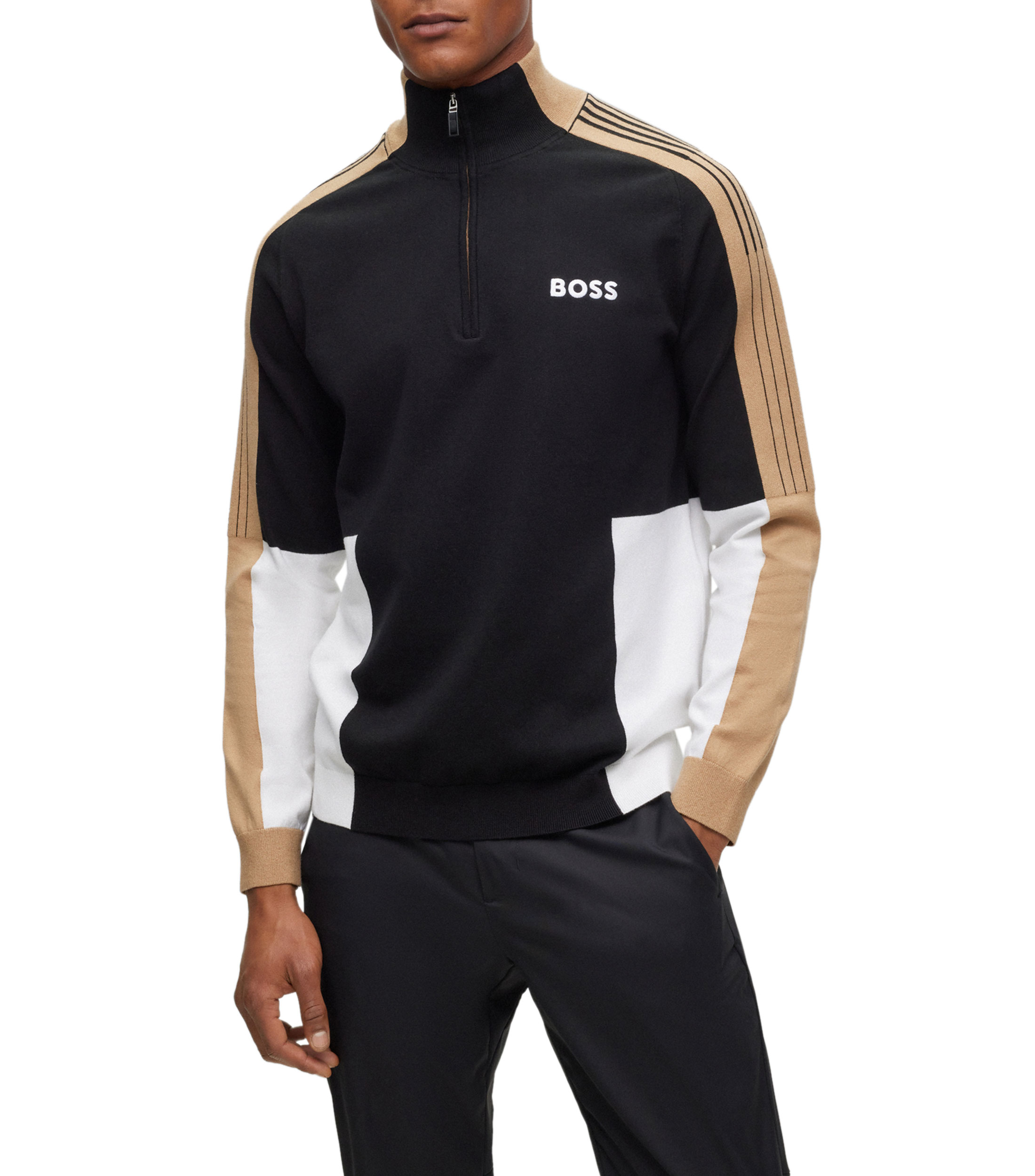 Boss Suéter Boss con cremallera en el cuello y bloques de color Hombre ...
