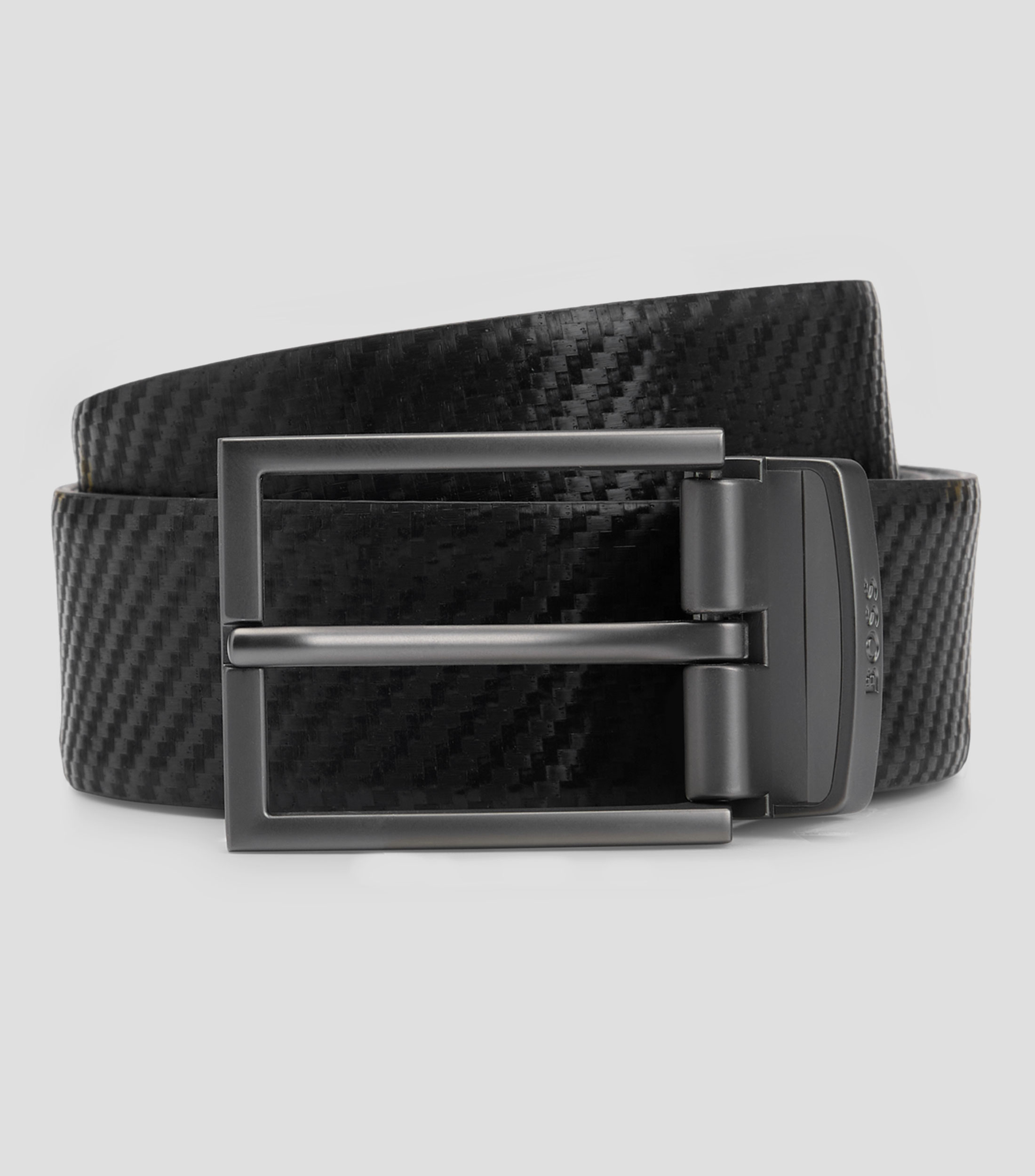 Boss: Cinturón reversible de piel italiana con detalle de la marca en ...