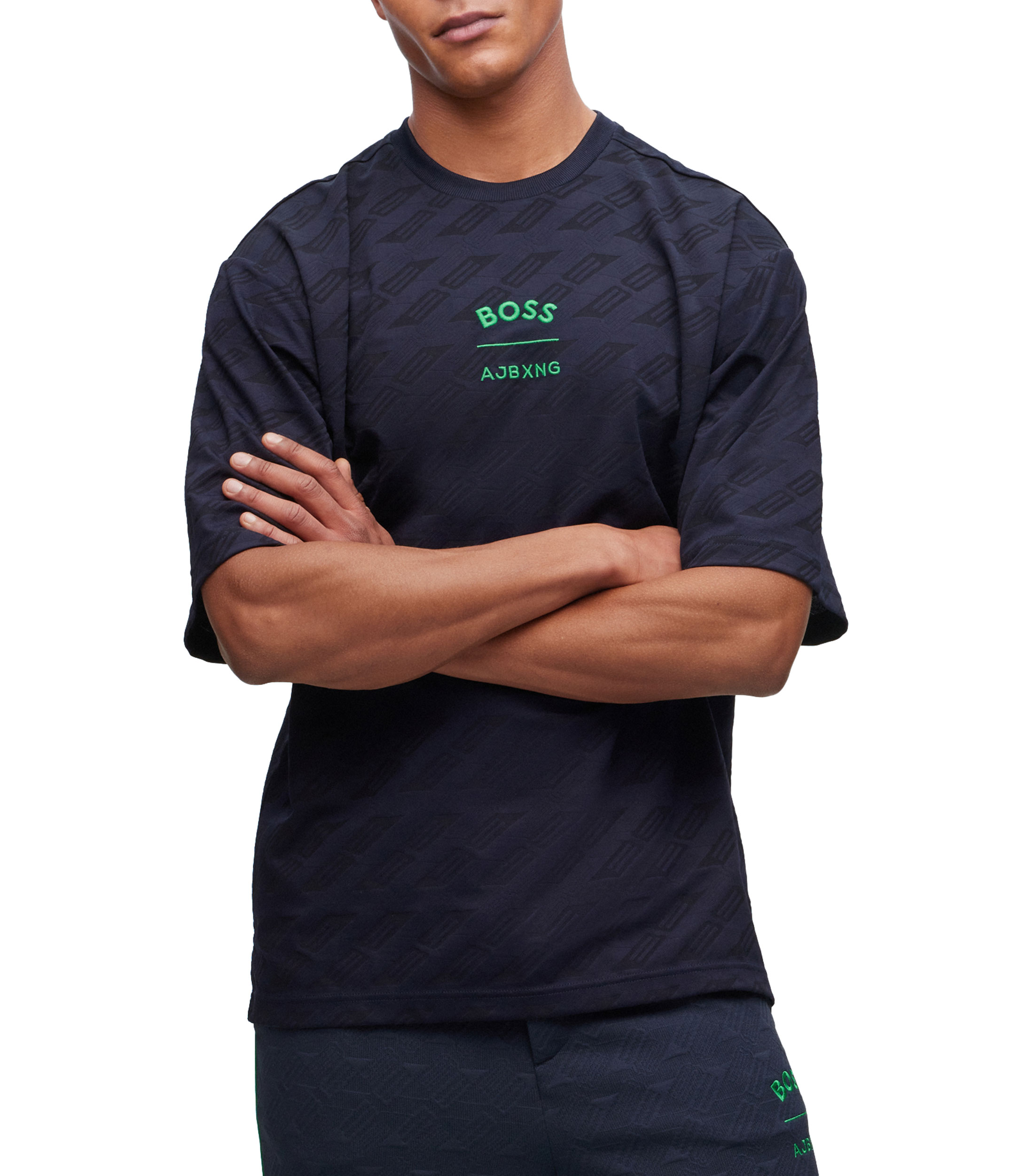 Boss: Playera relaxed con monograma en Jacquard Hombre | El Palacio de ...