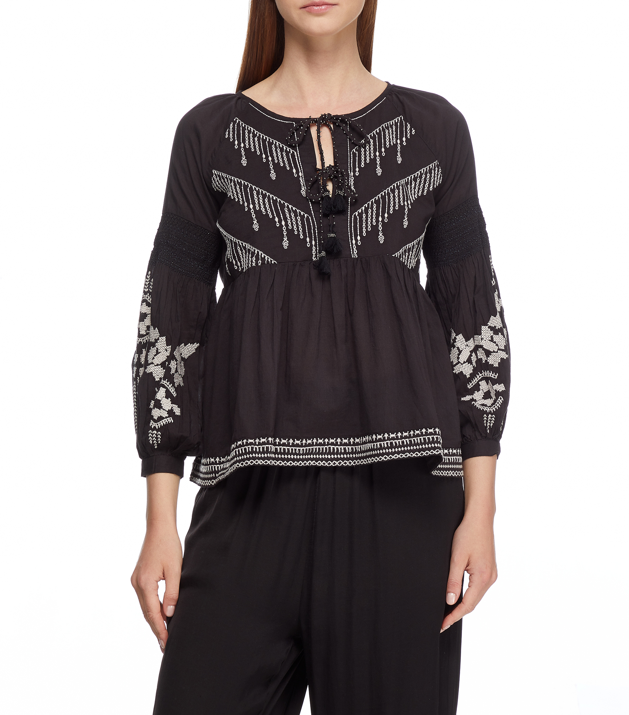 Rapsodia Blusa con bordados manga 7,8 Mujer - El Palacio de Hierro