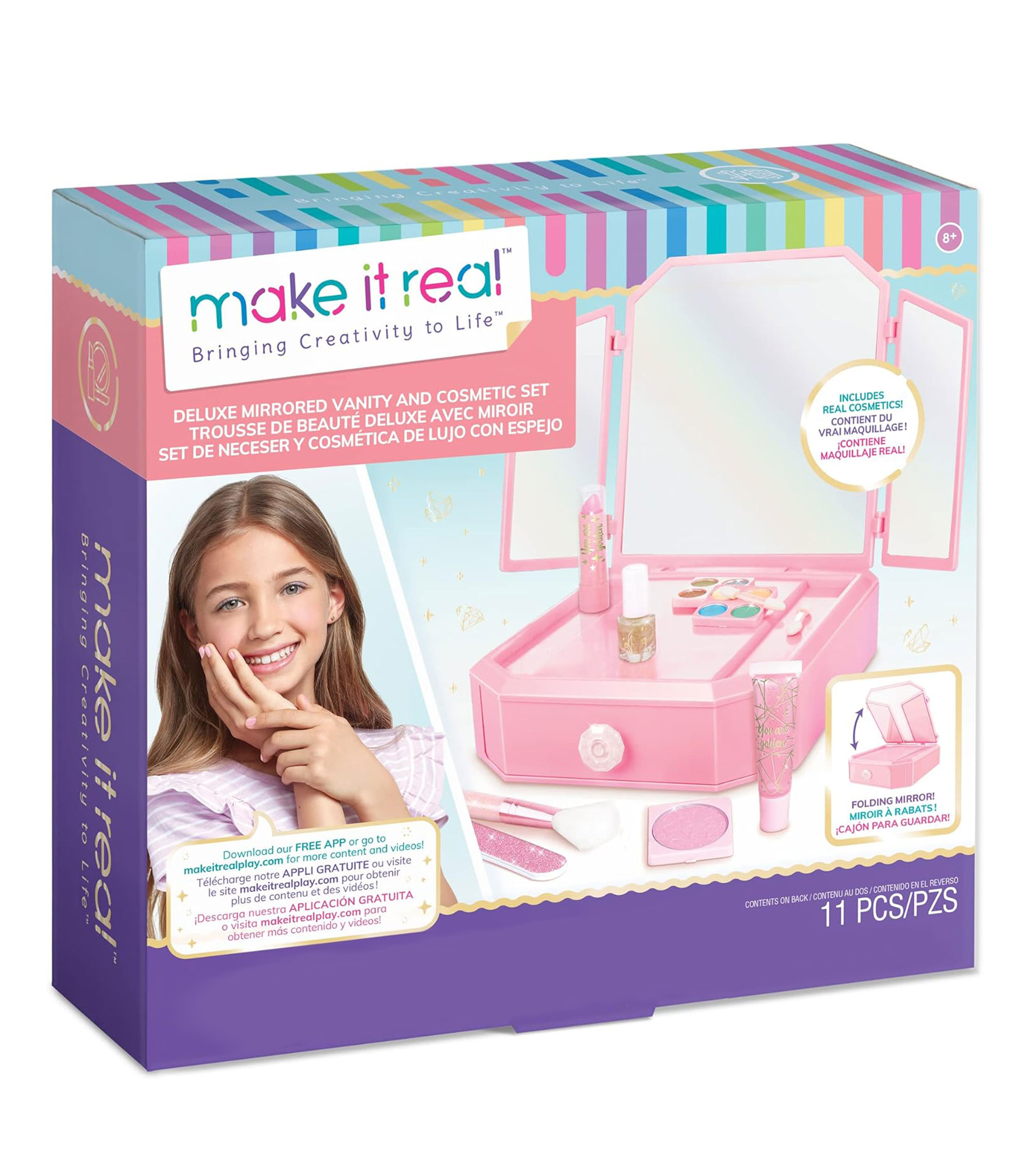 Make It Real: Set Deluxe Mirrored Vanity and Cosmetic | El Palacio de ...