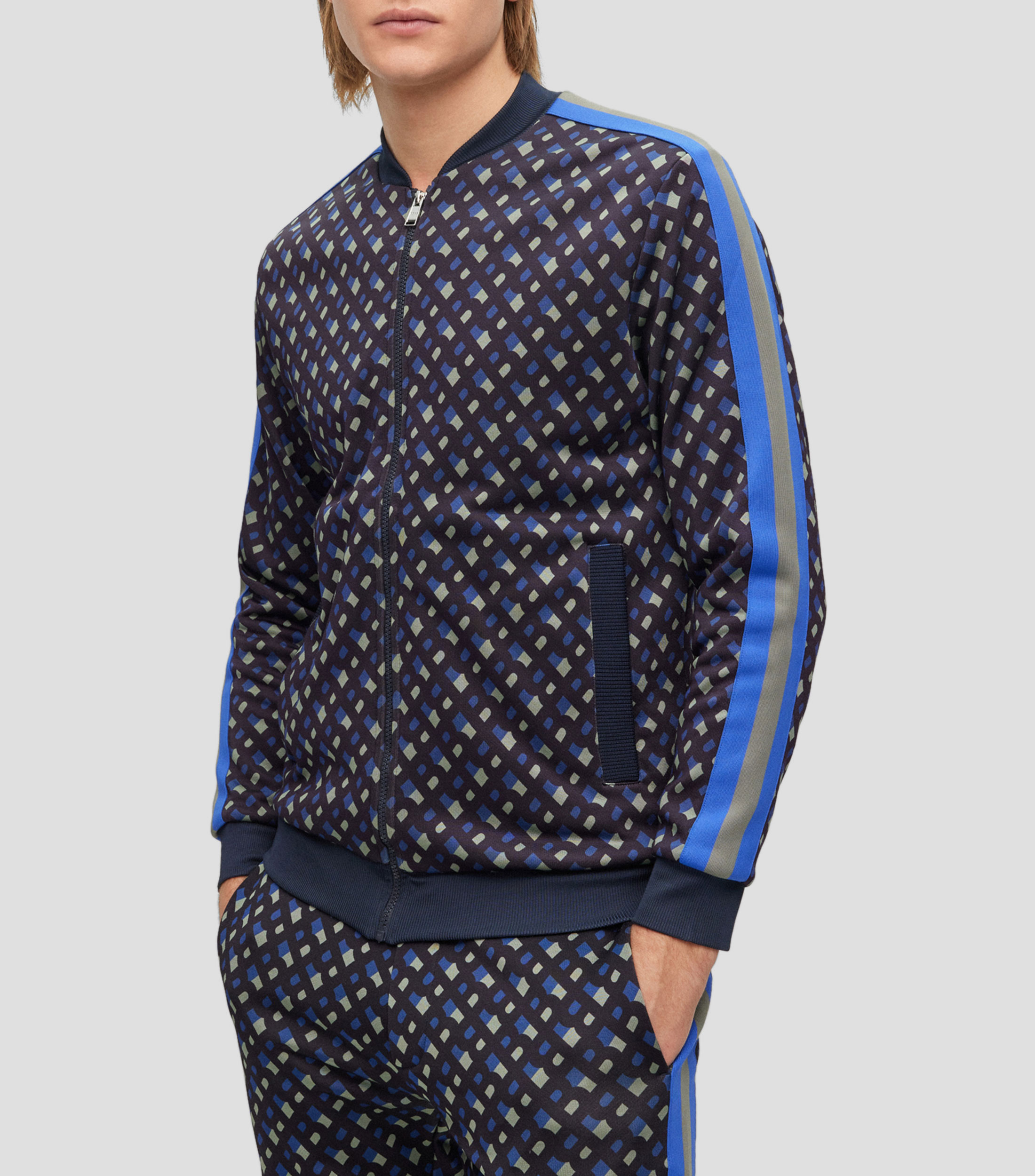 Boss: Sudadera con cremallera y estampado de monograma Hombre | El ...