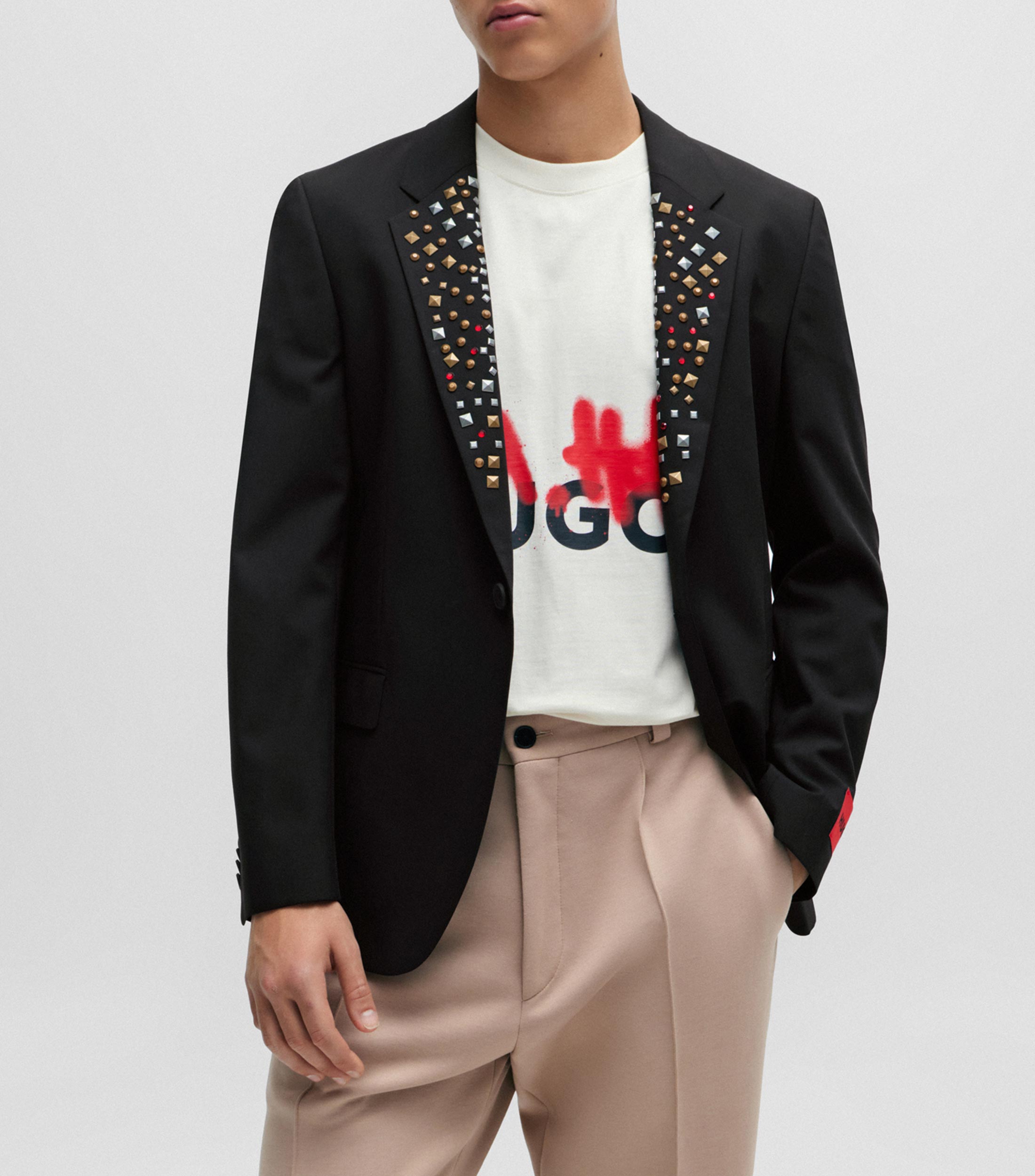 Hugo: Blazer slim fit con tachuelas en las solapas Hombre | El Palacio ...