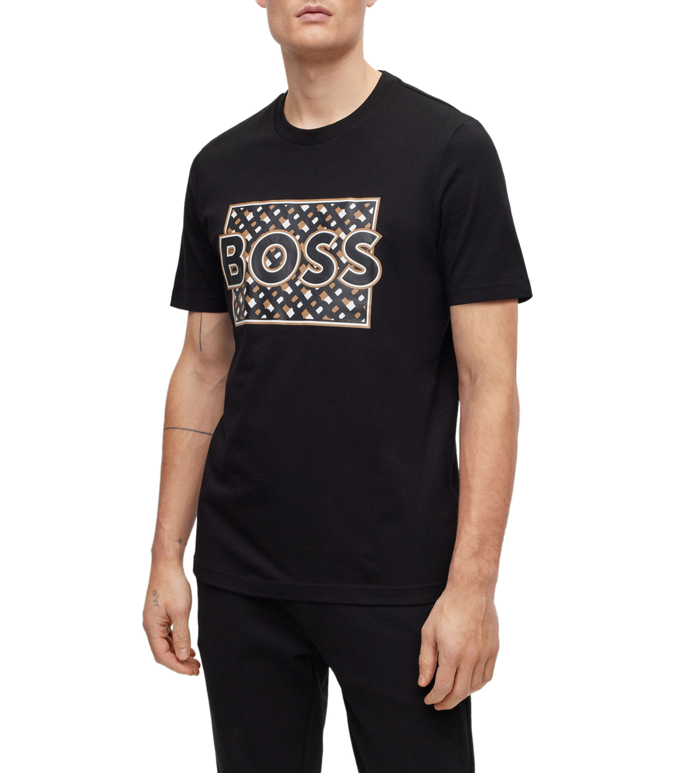 Boss Playera regular en punto de algodón con estampados mixtos Hombre ...