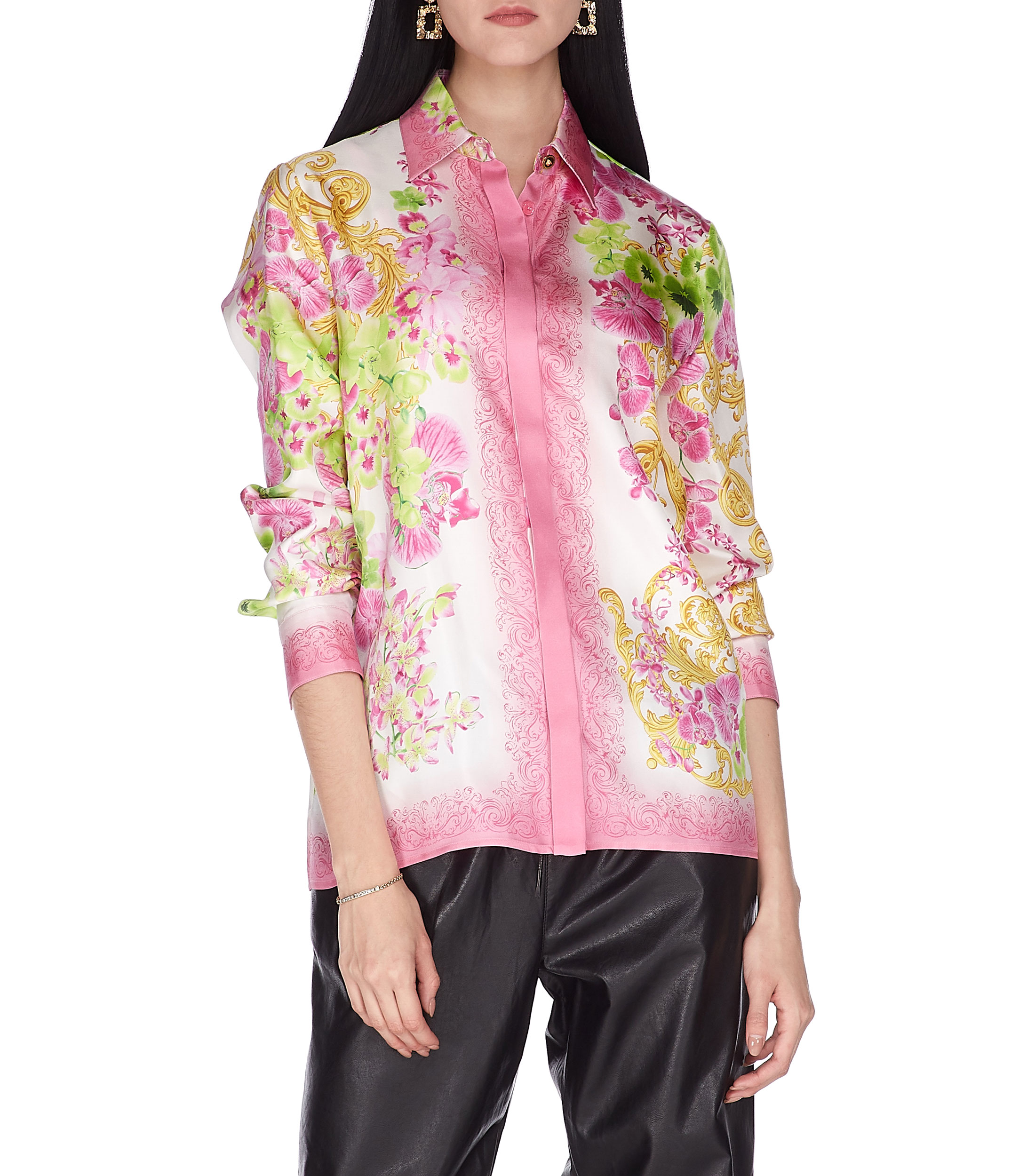 Versace Camisa con flores y barrocos de manga larga Mujer - El Palacio ...