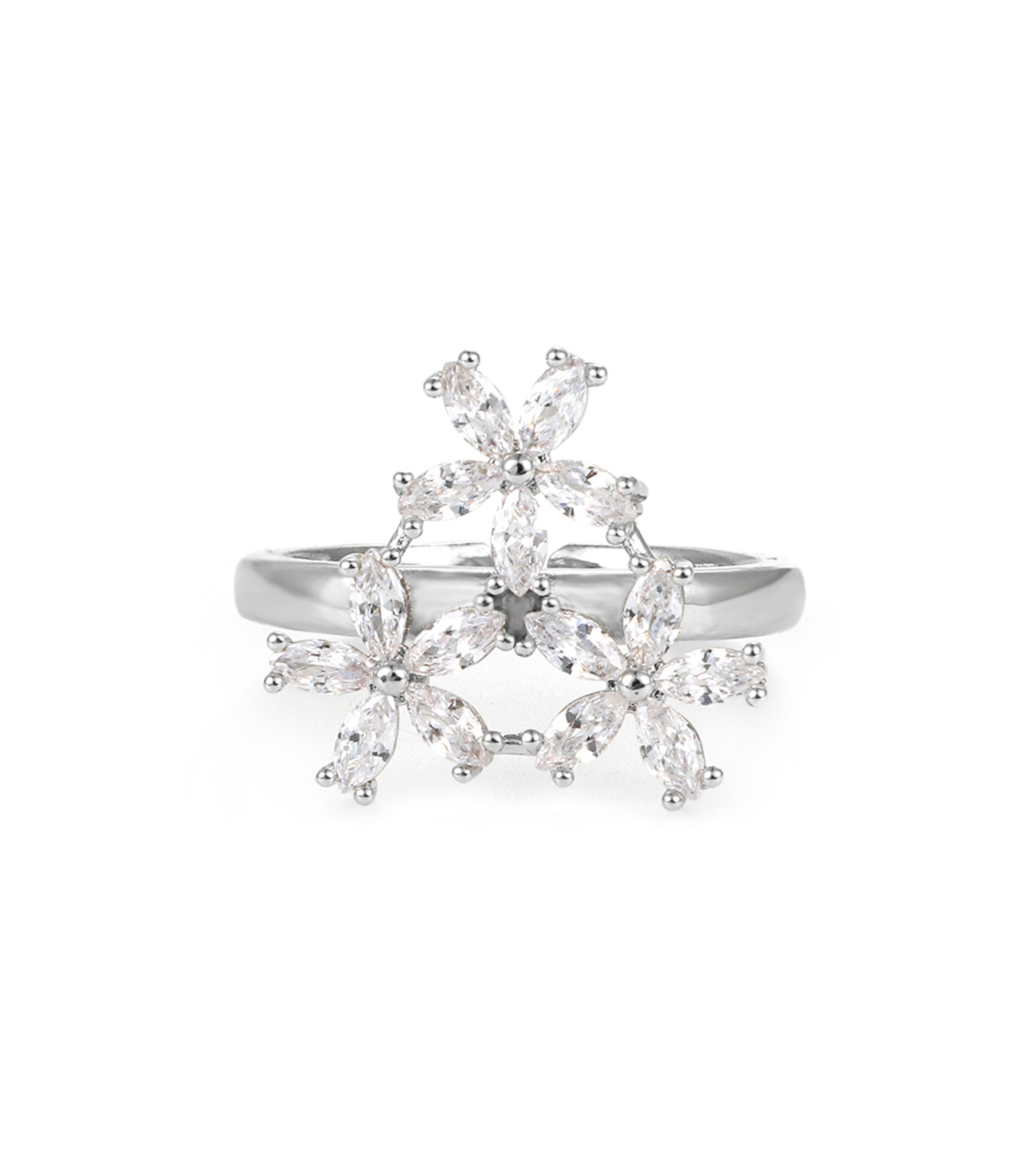 Loredana Brunetti Anillo con tres flores e incrustaciones de cristal ...