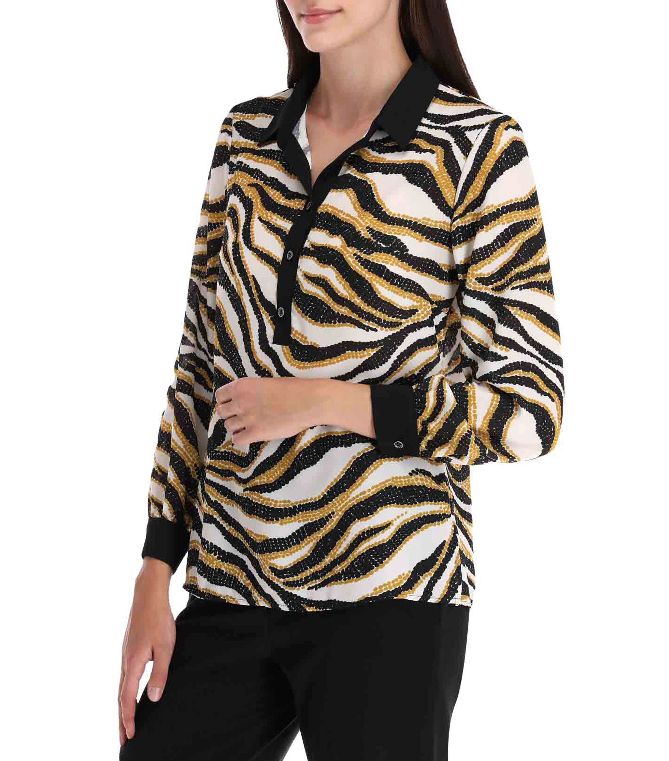 Charme Blusa con animal print manga larga Línea Petite Mujer - El ...