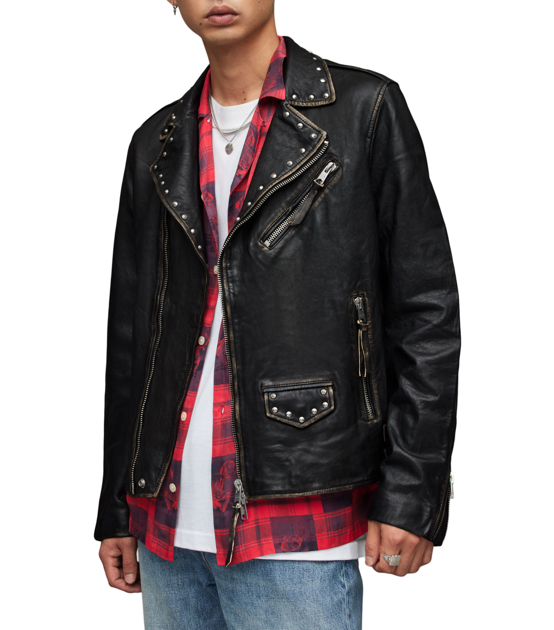 AllSaints Chamarra Biker de piel Hombre - El Palacio de Hierro