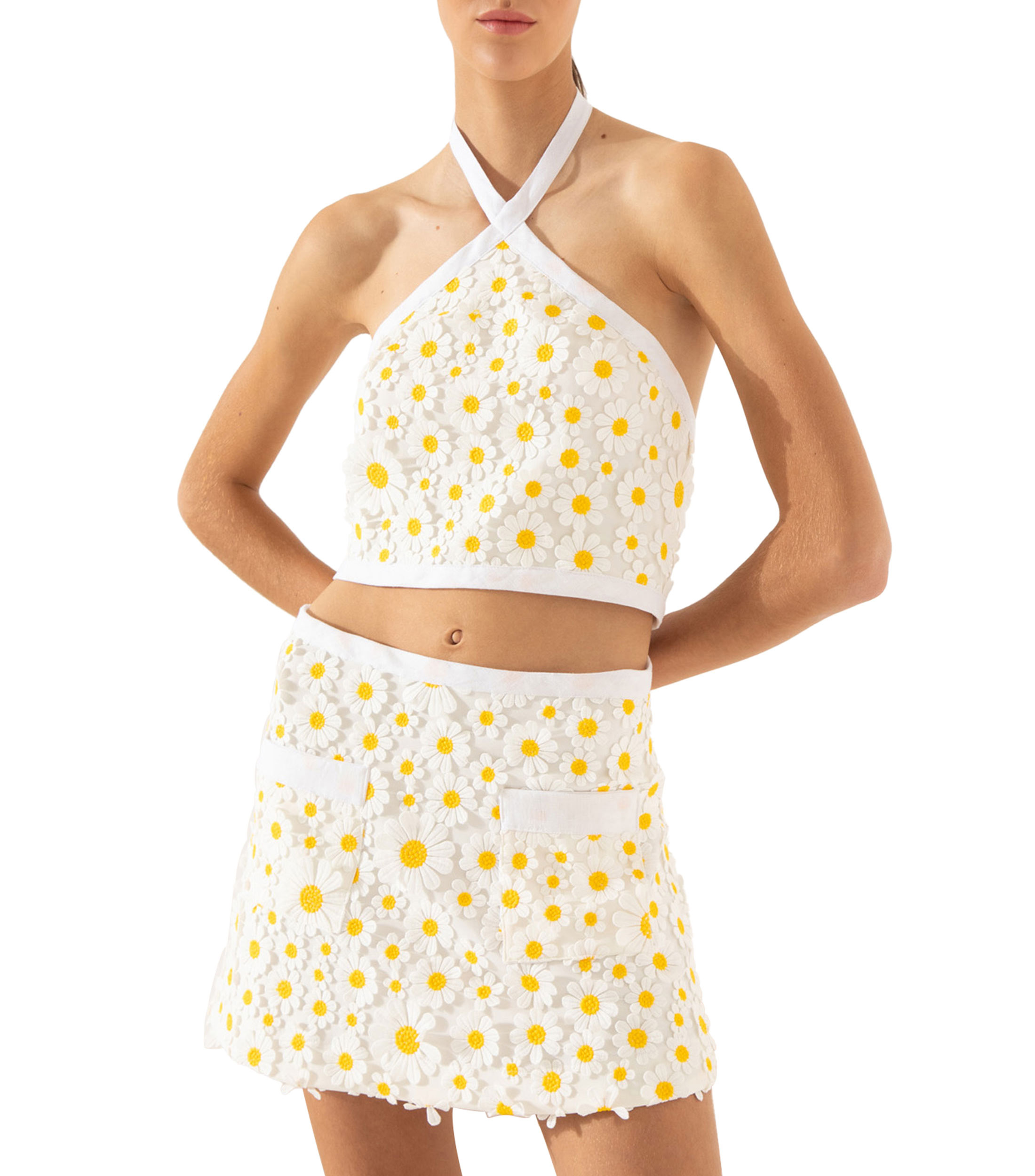 Jazmin Chebar: Blusa Crop Top con flores bordadas sin mangas Mujer | El ...
