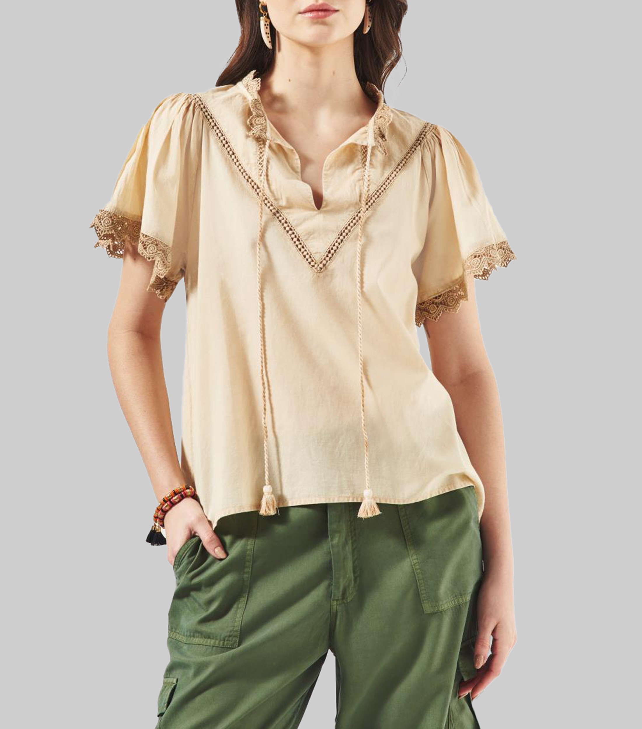 Rapsodia: Blusa lisa manga corta Mujer | El Palacio de Hierro