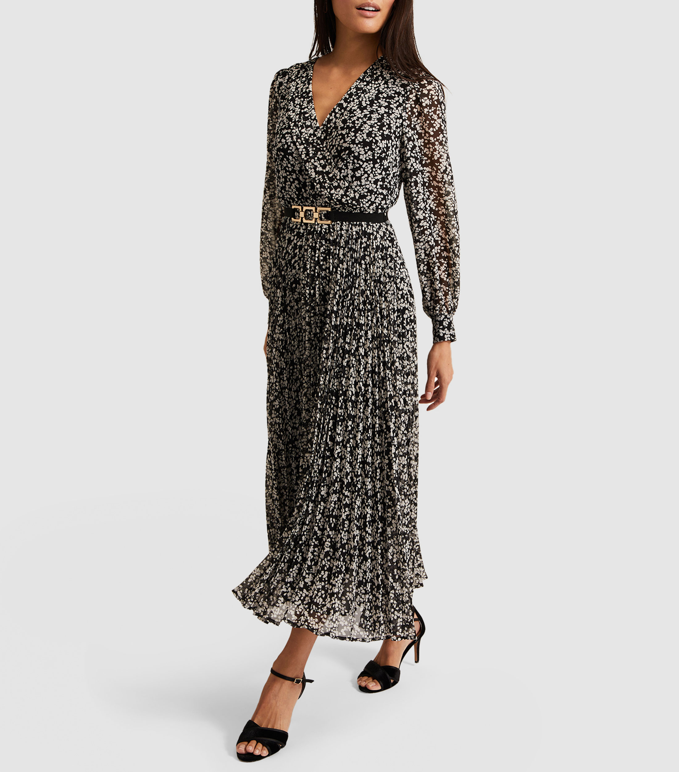 Phase Eight: Vestido largo manga larga estampado Ayana Pleat Mujer | El ...