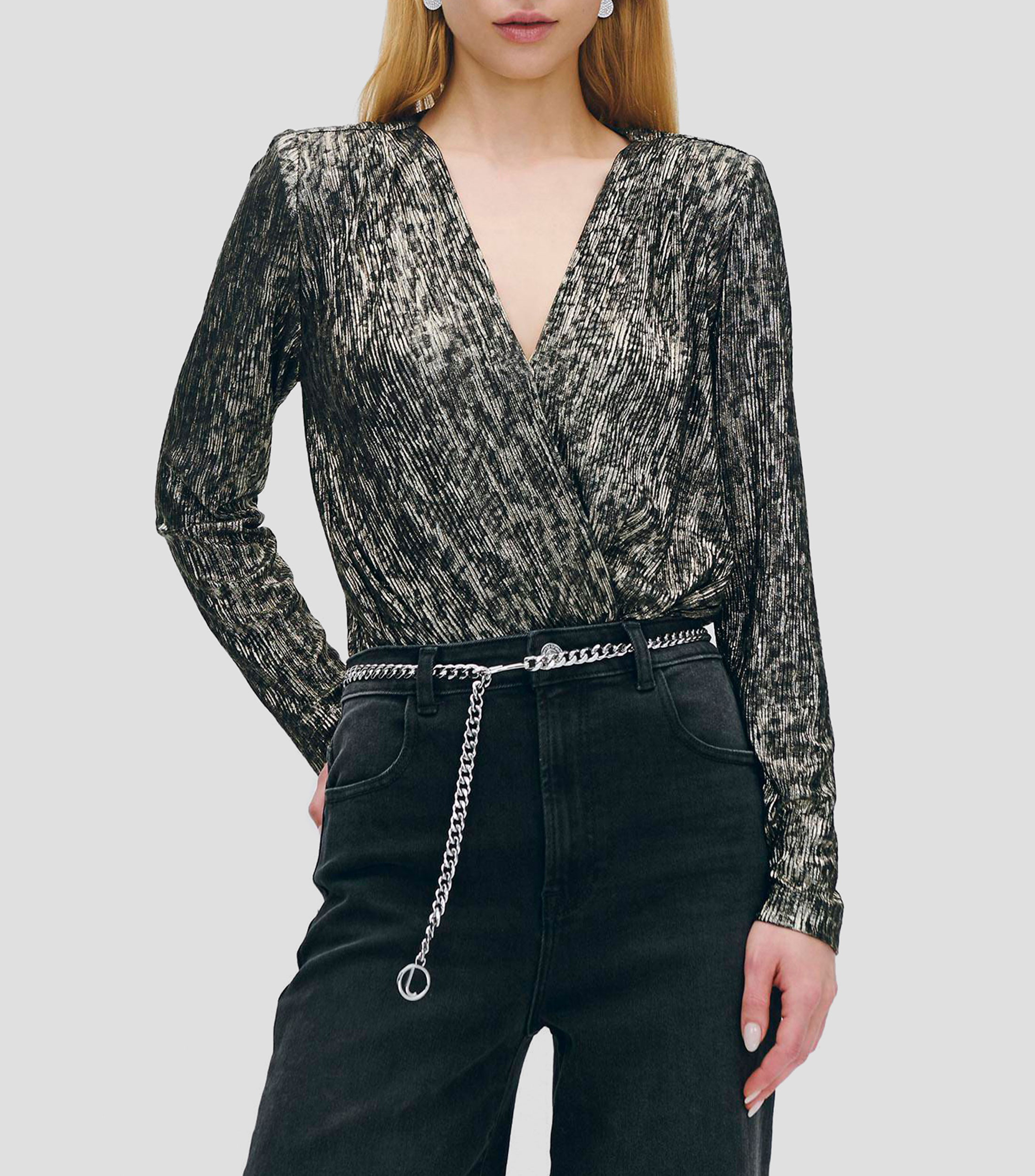 Julio Body corrugado metalizado laminado con hombreras Mujer |El ...