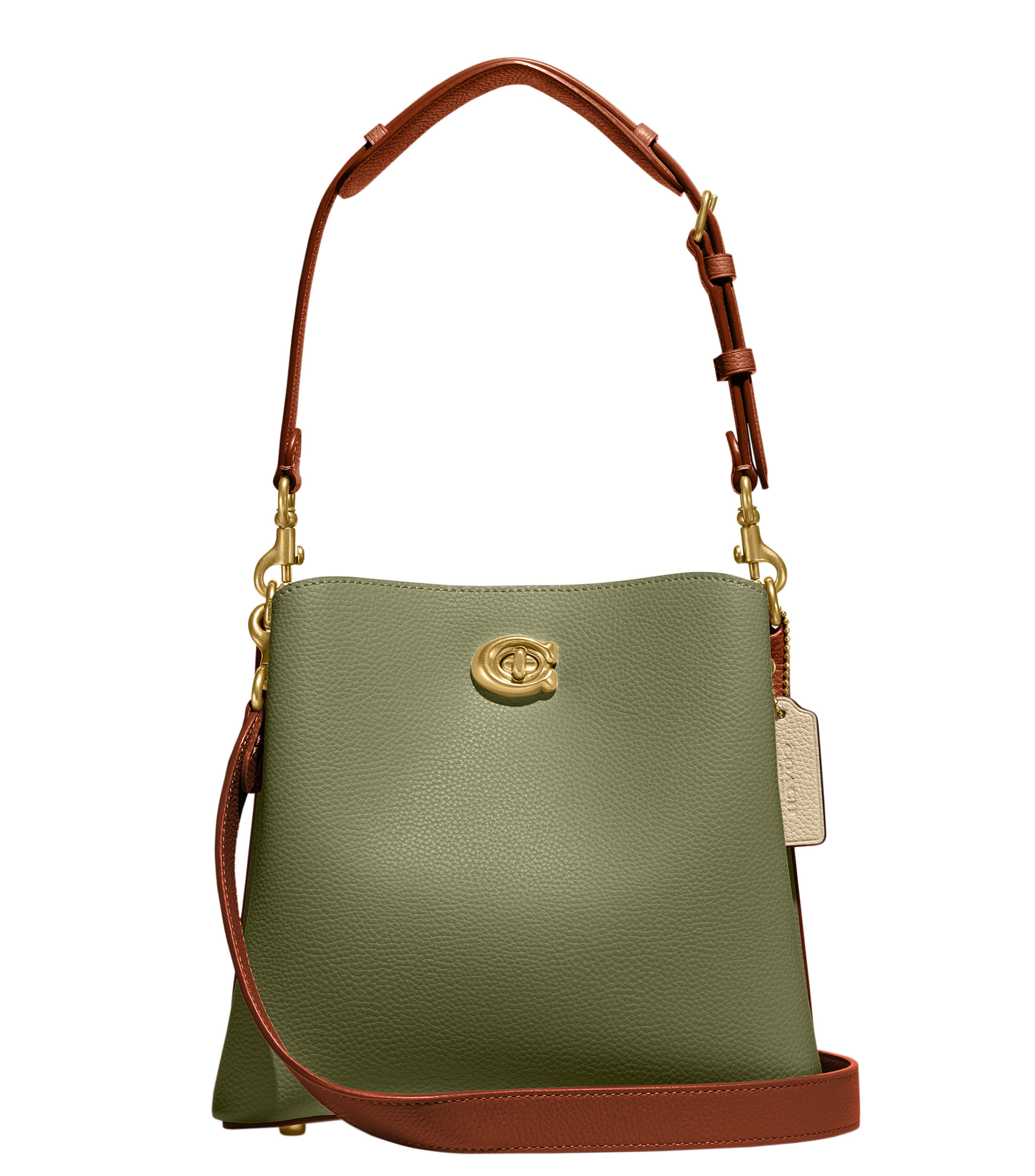 COACH: Bolso Shoulder verde en piel Bucket Coated liso Mujer | El ...
