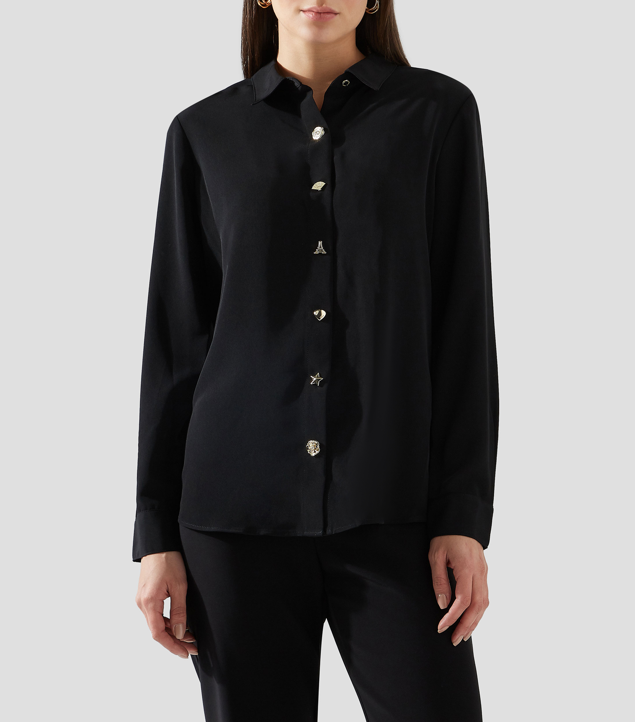 Karl Lagerfeld: Camisa lisa de manga larga Mujer | El Palacio de Hierro