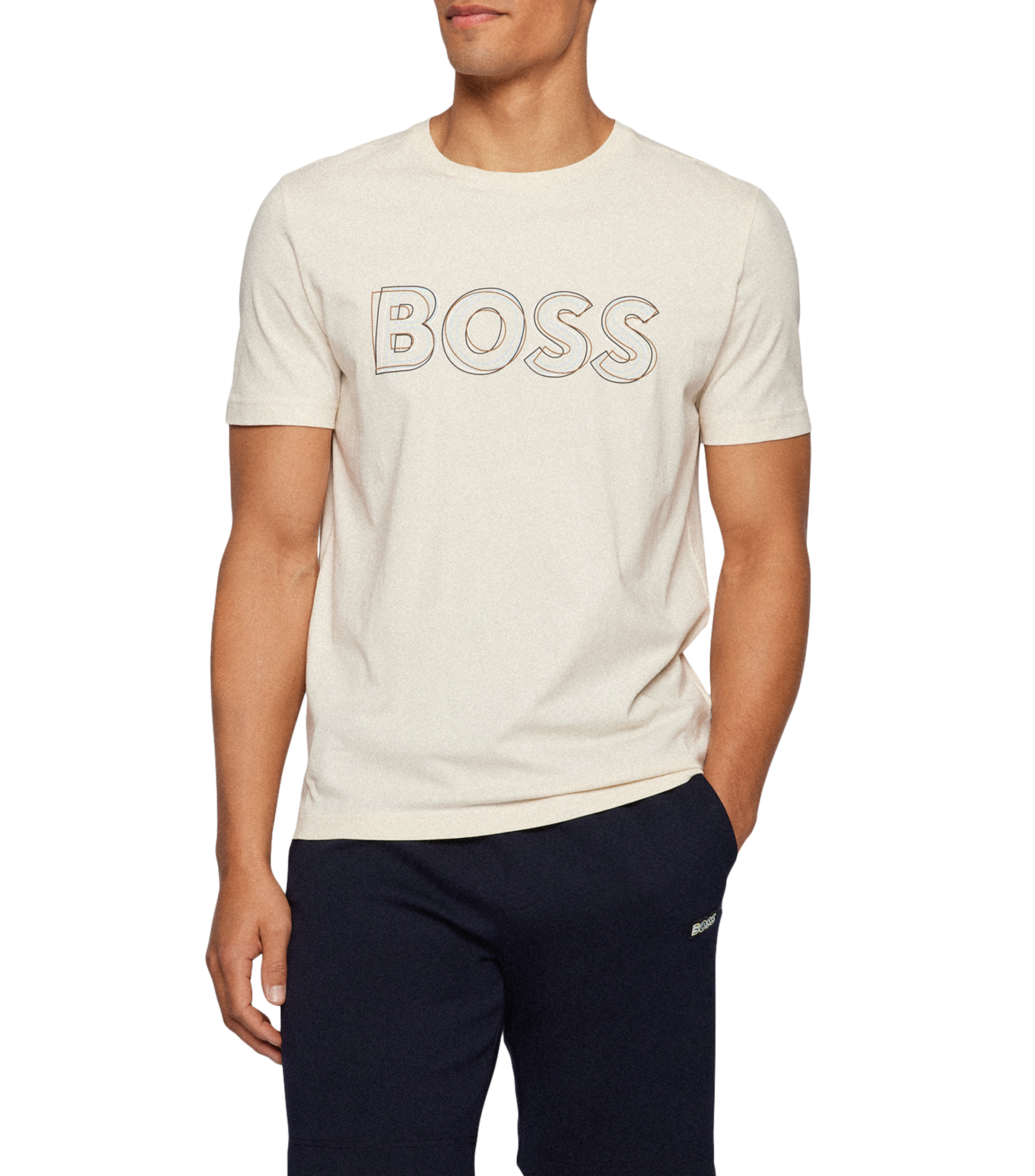 Boss Playera Boss regular fit de punto de algodón con logo de diseño ...
