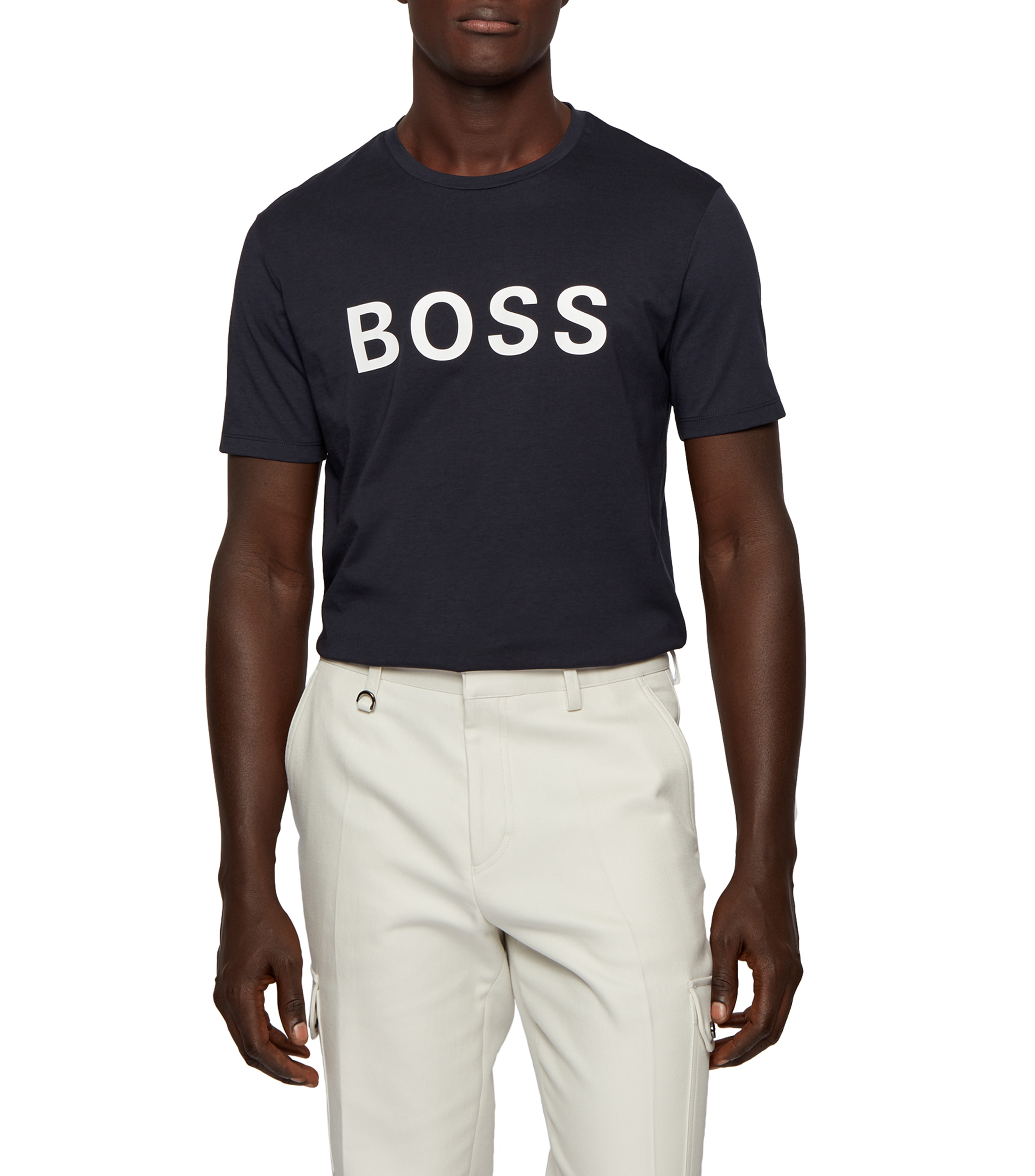 Boss Playera BOSS con logo en mezcla de algodón de punto sencillo ...