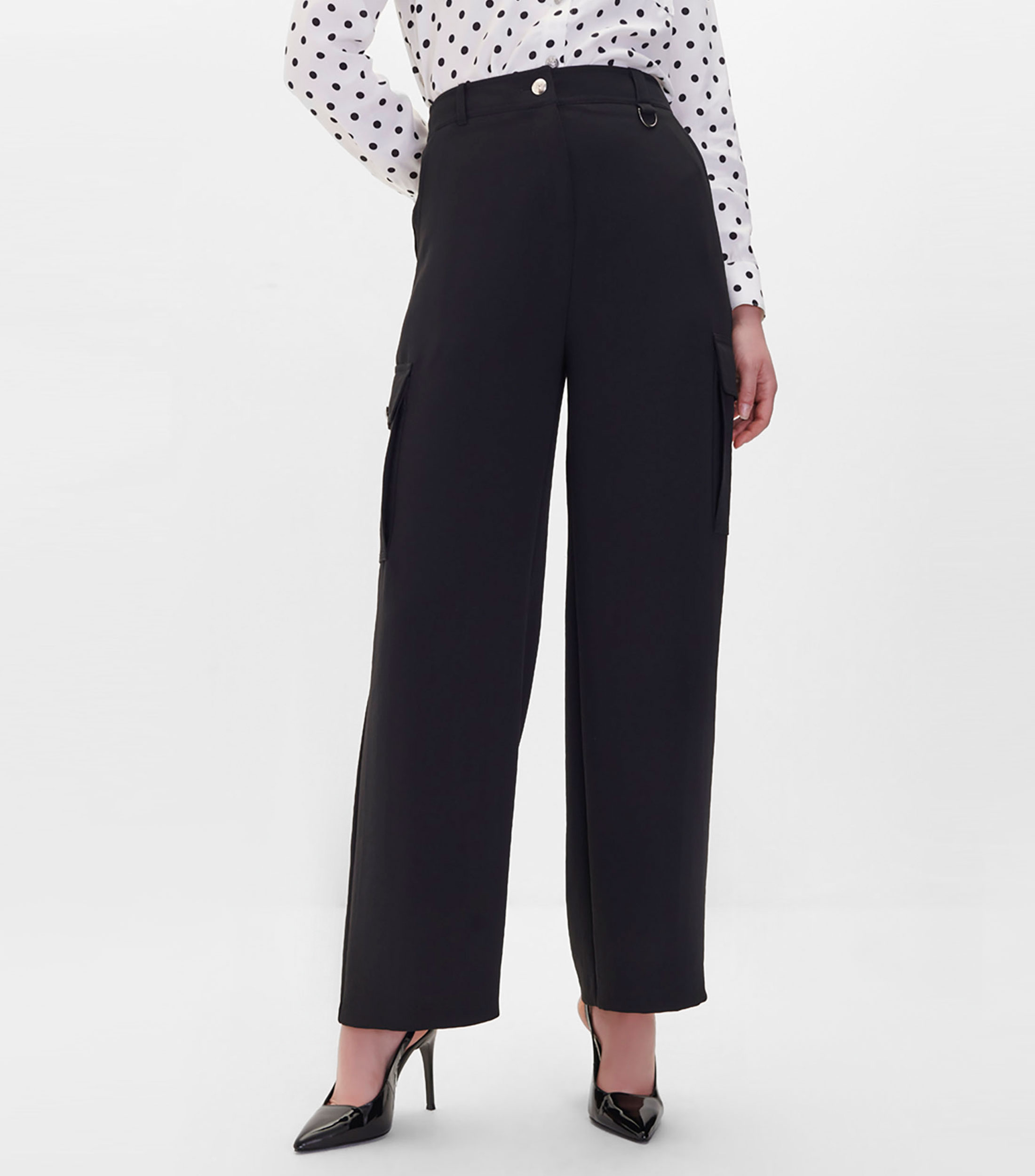 Julio: Pantalón Cargo Negro estilo Palazzo Tiro Alto Mujer | El Palacio ...
