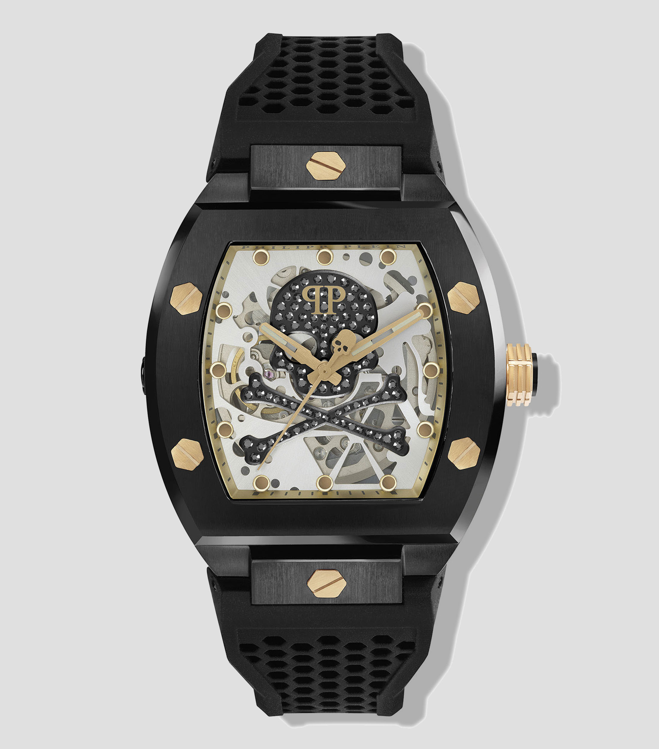 Philipp Plein Reloj para hombre The Skeleton de vestir Cráneo negro con ...