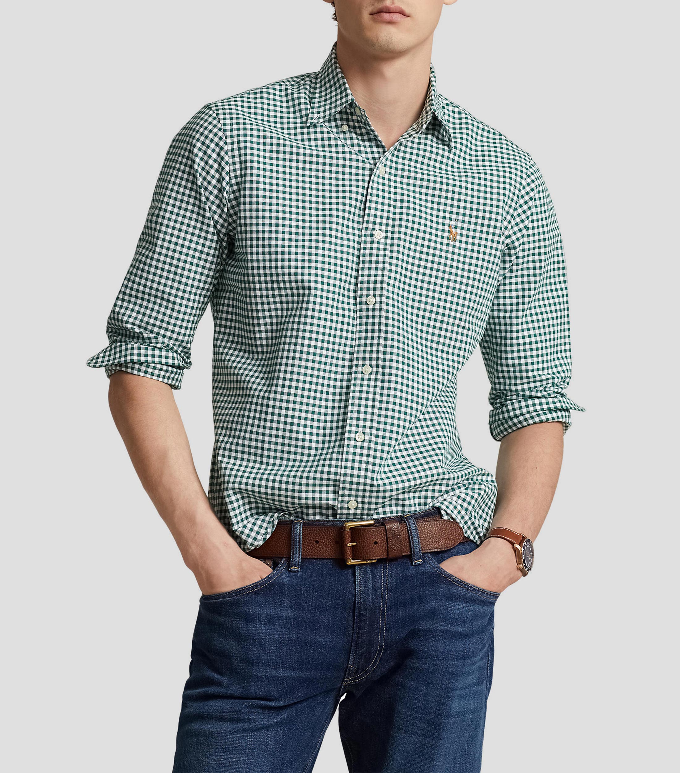 Polo Ralph Lauren: Camisa Oxford Manga Larga con Cuadros Hombre | El ...