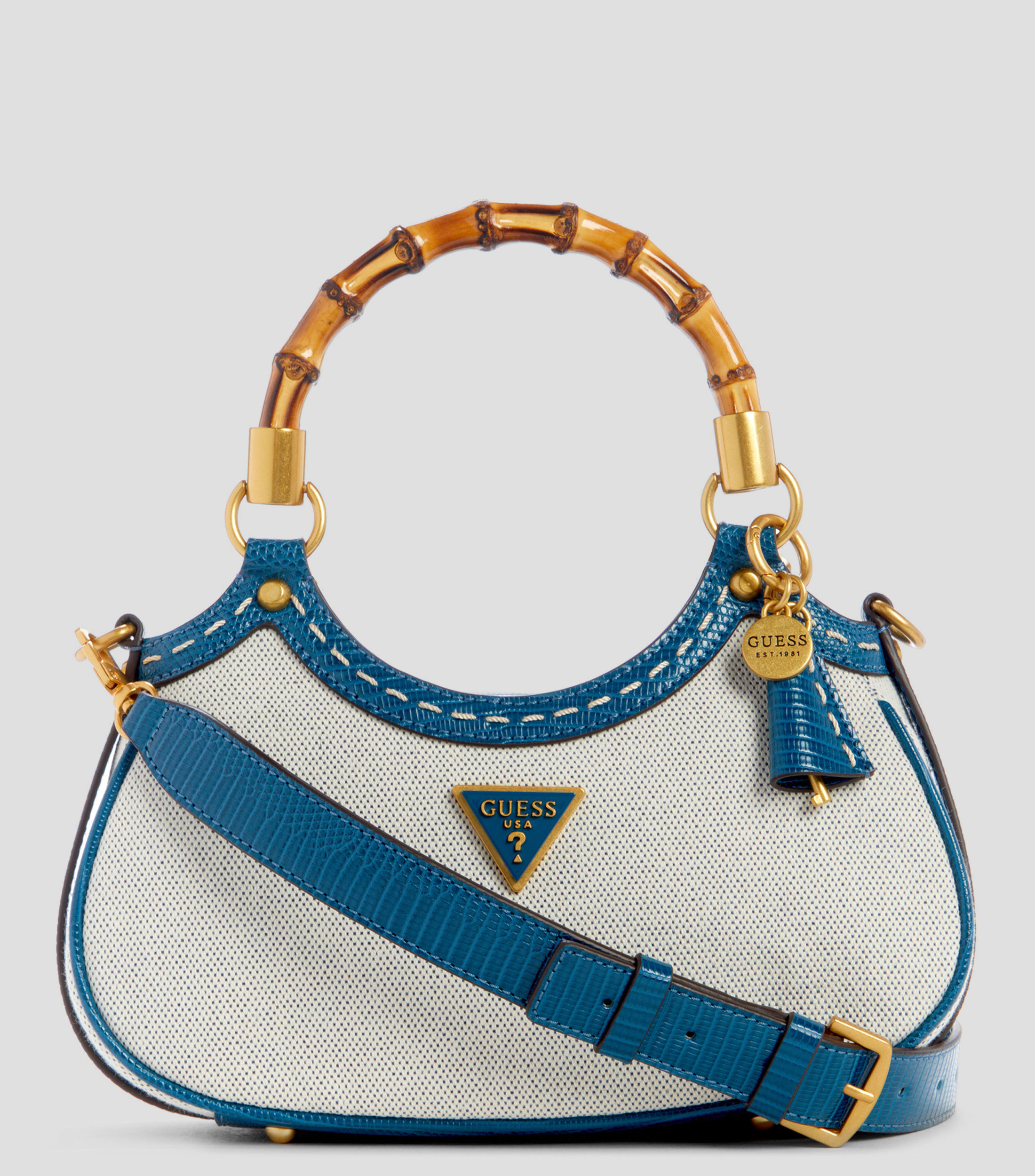 Guess: Bolso Crossbody Zabry liso azul Mujer | El Palacio de Hierro