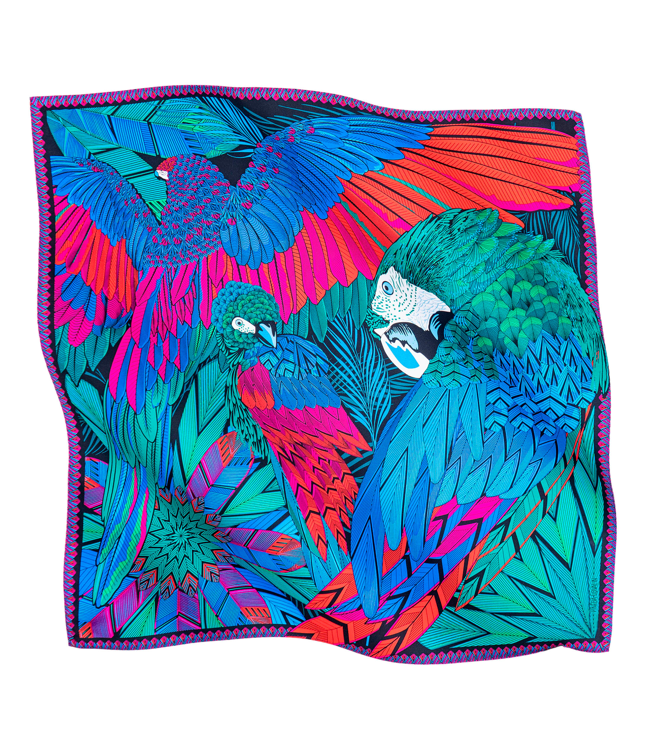 Pineda Covalin: Mascada de seda verde Guacamayas Mujer | El Palacio de ...