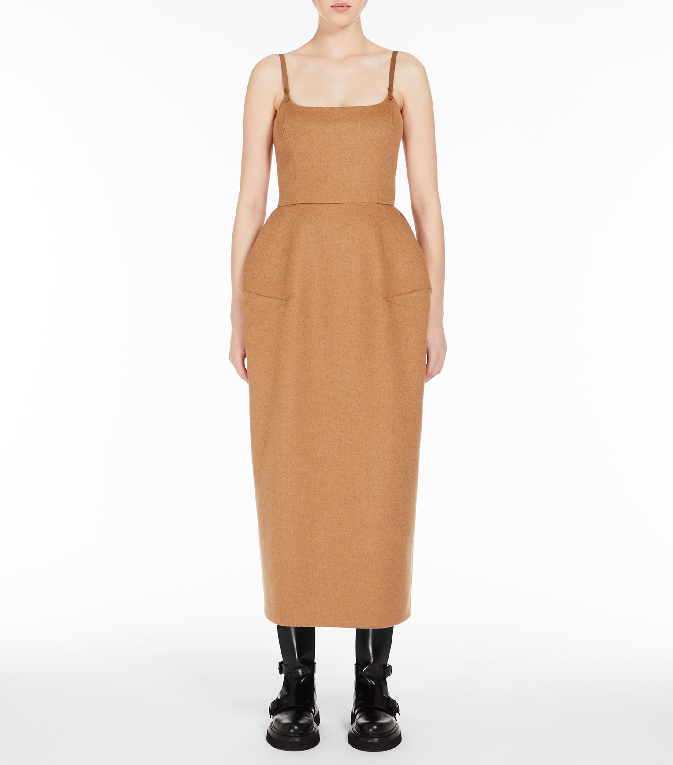MaxMara: Vestido longuette de camello Mujer | El Palacio de Hierro