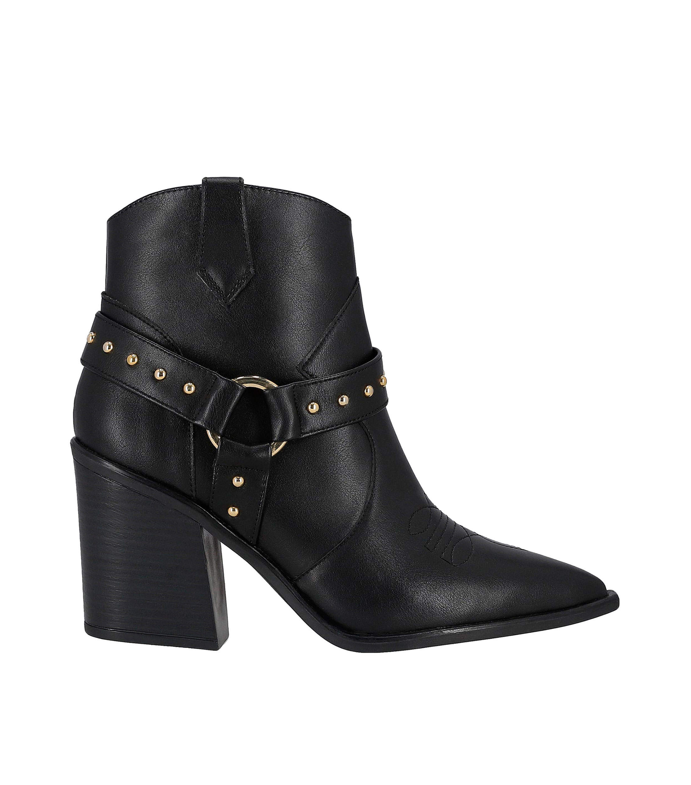 Westies: Botines de Piel con Tacón Medio Ancho Media Luna Mujer | El ...