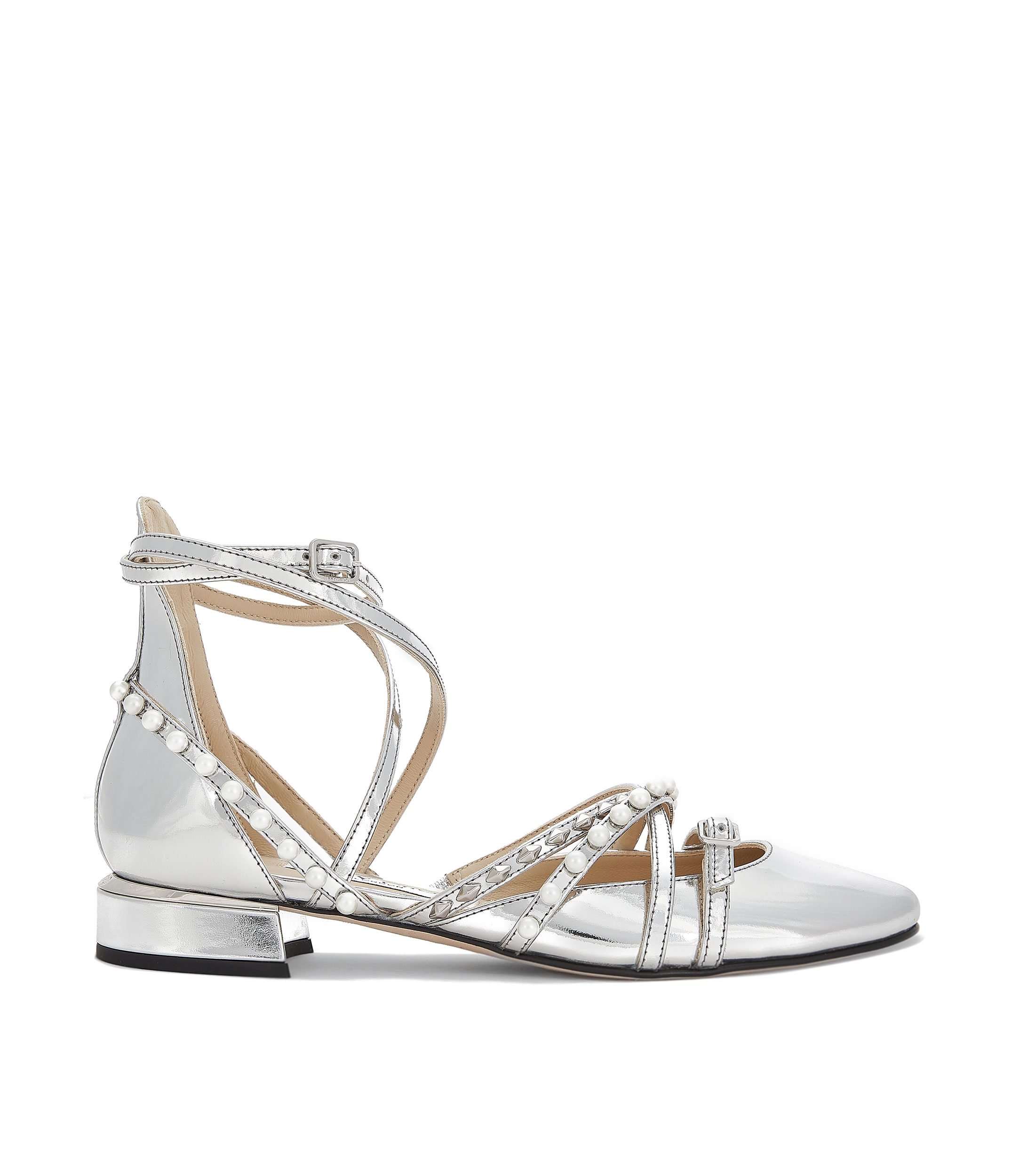 Jimmy Choo: Flats Celestia 25 en piel con tacón cuadrado y perlas Mujer ...