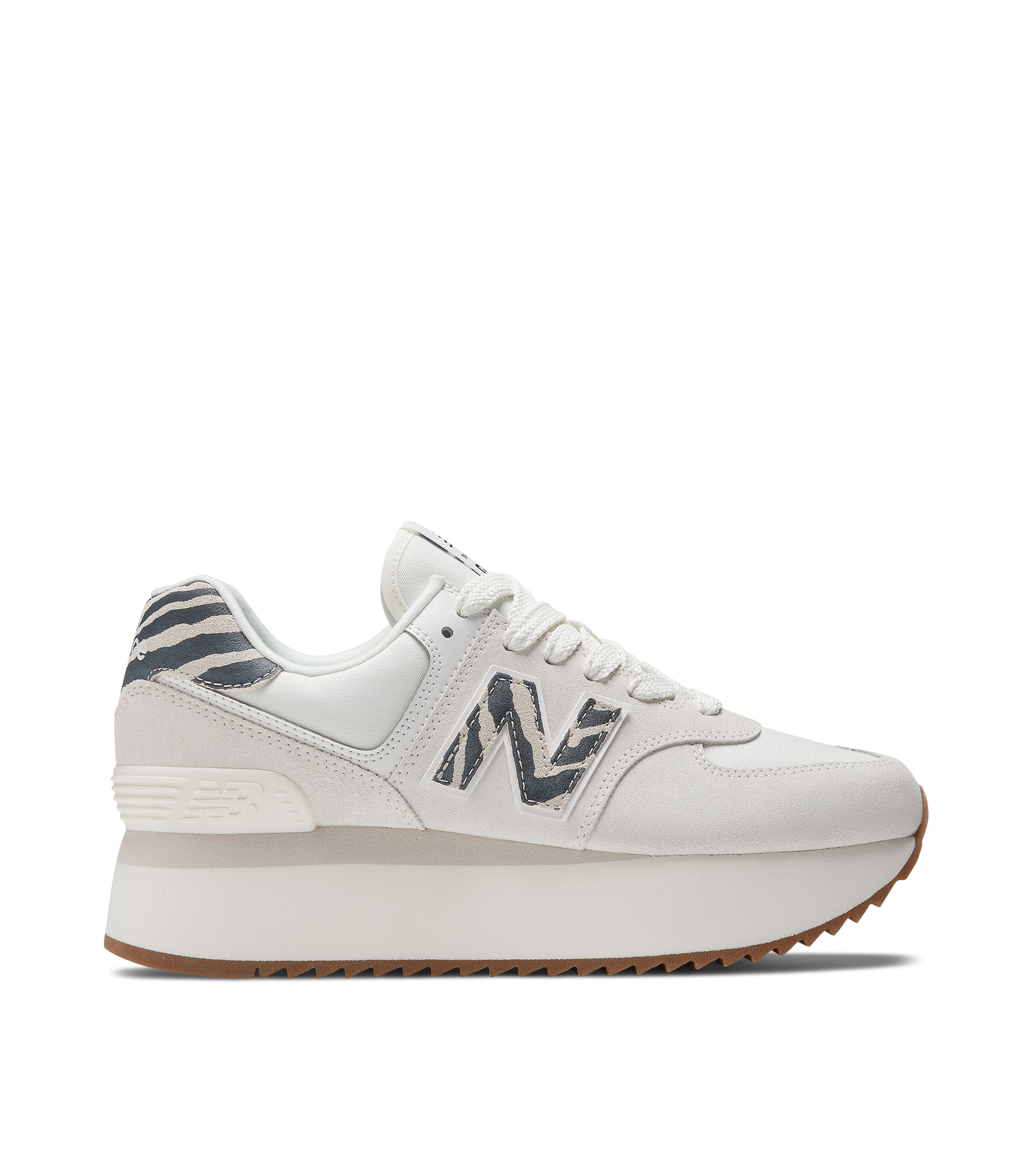 New Balance: Tenis casuales con plataforma 574 en piel blanca Mujer ...